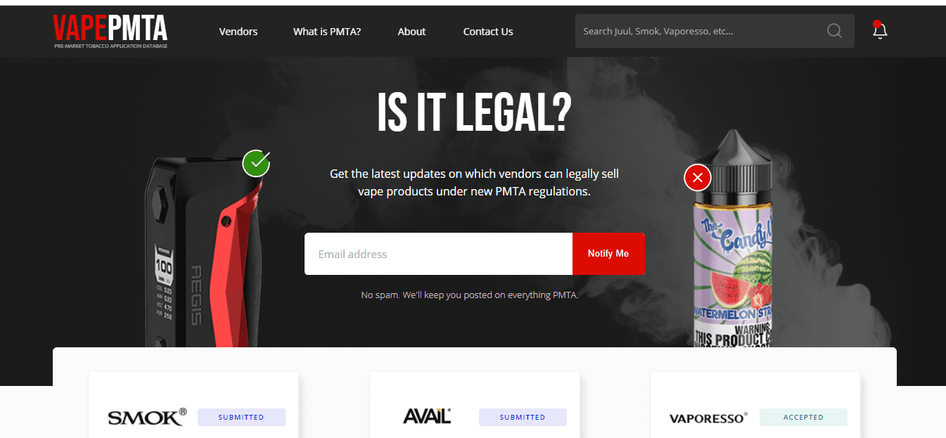 VAPE PMTA: A Pre-Market Tobacco Application Database • VAPEAST